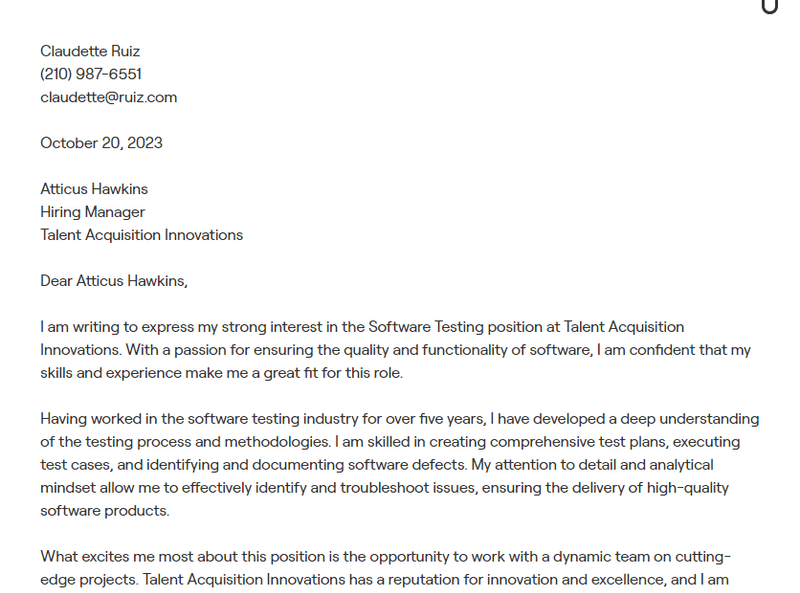 5+ Software Testing Cover Letter Examples (with In-Depth Guidance)