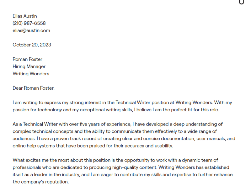 4+ Technical Writer Cover Letter Examples (with In-Depth Guidance)