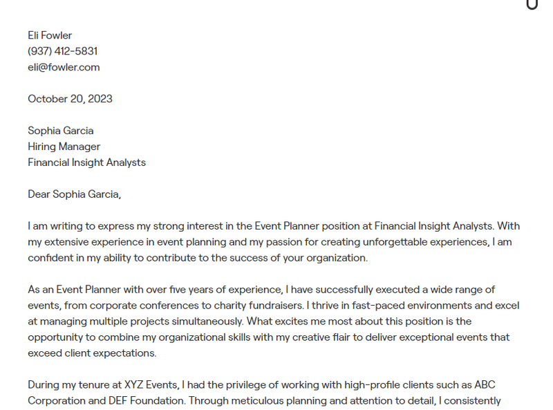 4+ Event Planner Cover Letter Examples (with In-Depth Guidance)