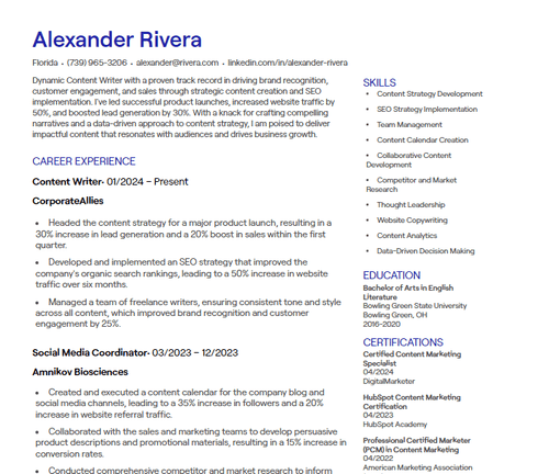 13 Writer CV Examples [with Free Templates]