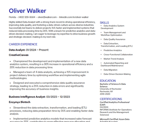 15 Data Analyst CV Examples [with Free Templates]