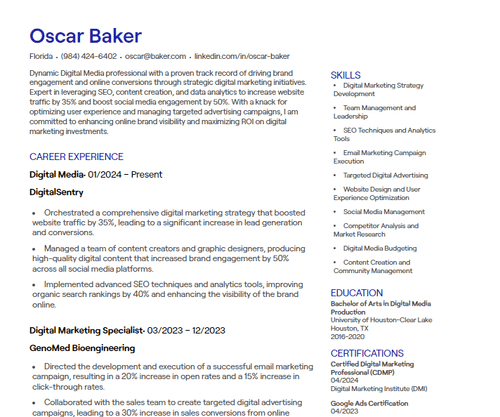4 Digital Media CV Examples [with Free Templates]