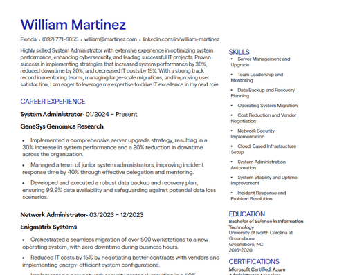 10 System Administrator CV Examples [with Free Templates]