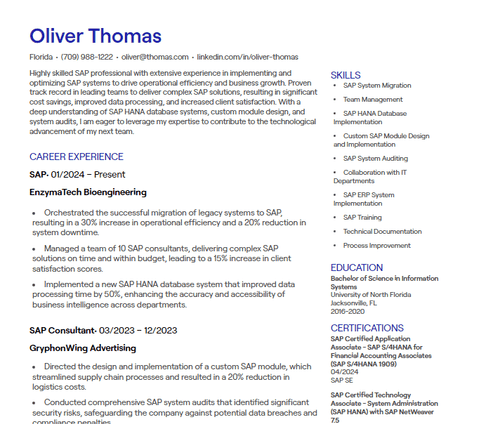 6 SAP CV Examples [with Free Templates]