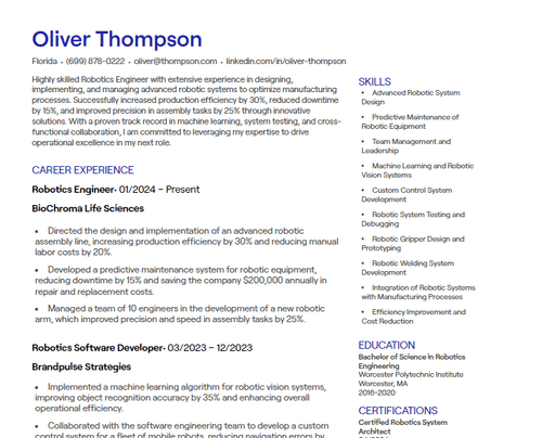 3 Robotics Engineer CV Examples [with Free Templates]