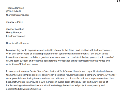 1+ Team Lead Cover Letter Examples (with In-Depth Guidance)