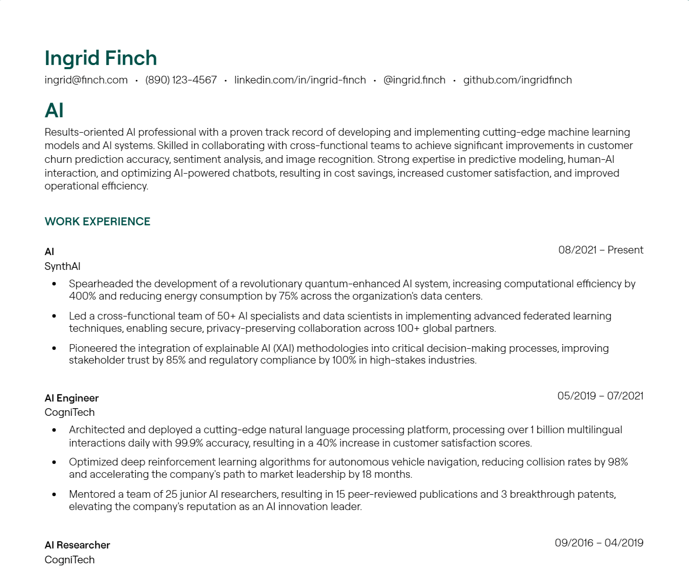 13+ AI Resume Examples [with Free Templates]
