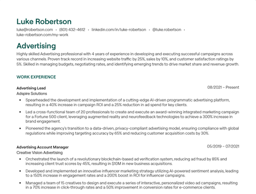 10+ Advertising Resume Examples [with Free Templates]
