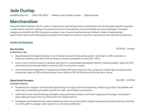 3+ Merchandiser Resume Examples [with Free Templates]