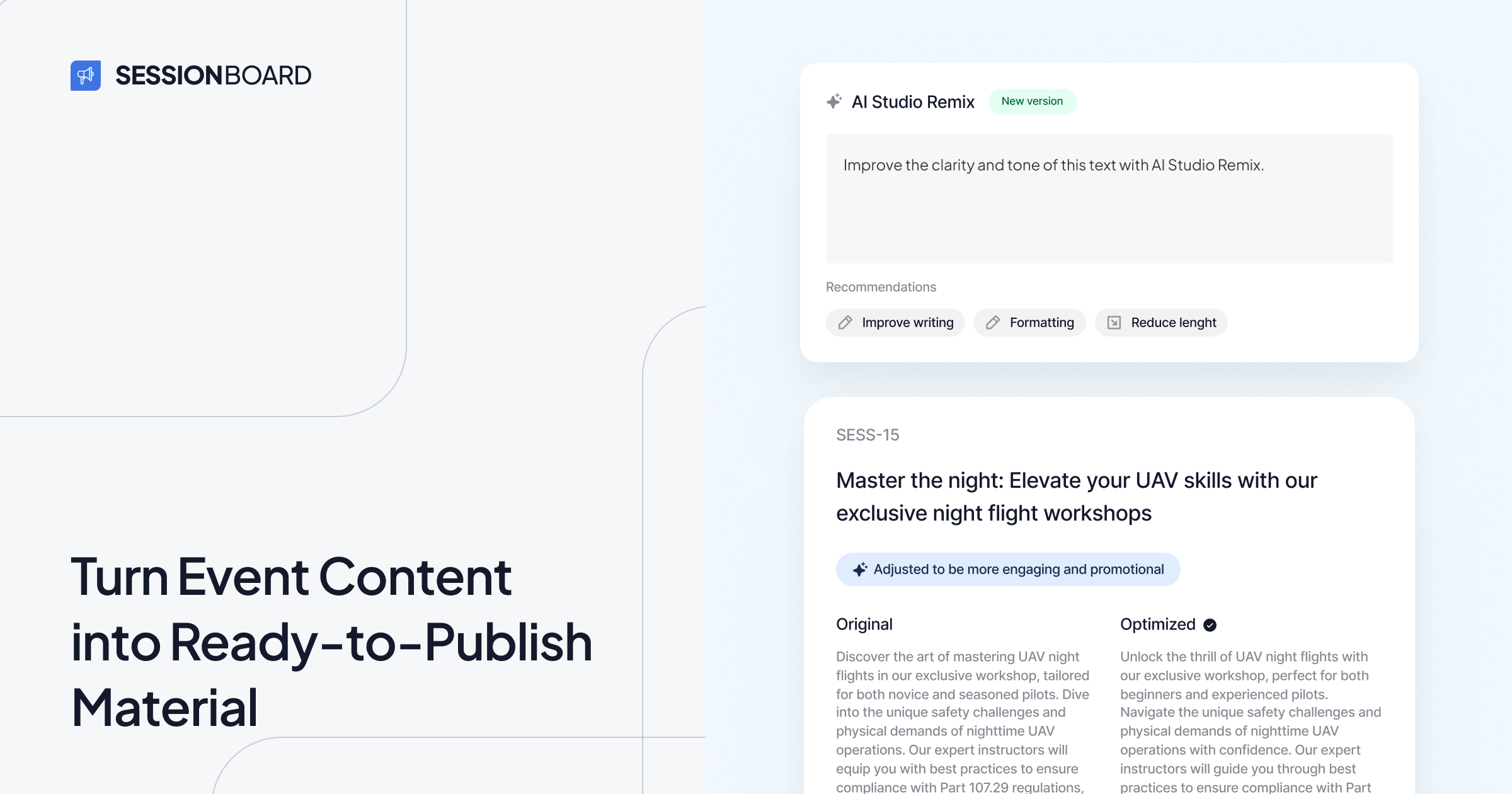 Studio Remix: AI Content Editor for Events | Sessionboard