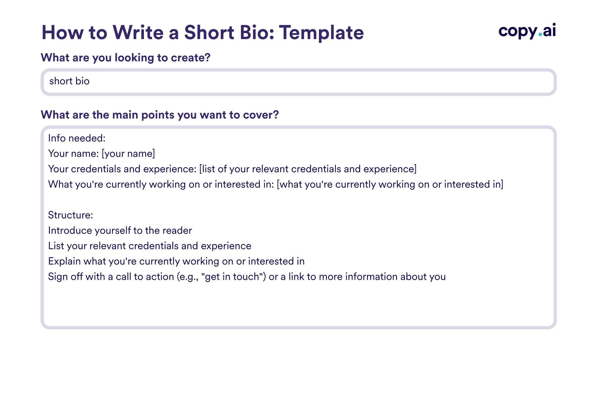 Short Bio Templates: How To Write & Examples