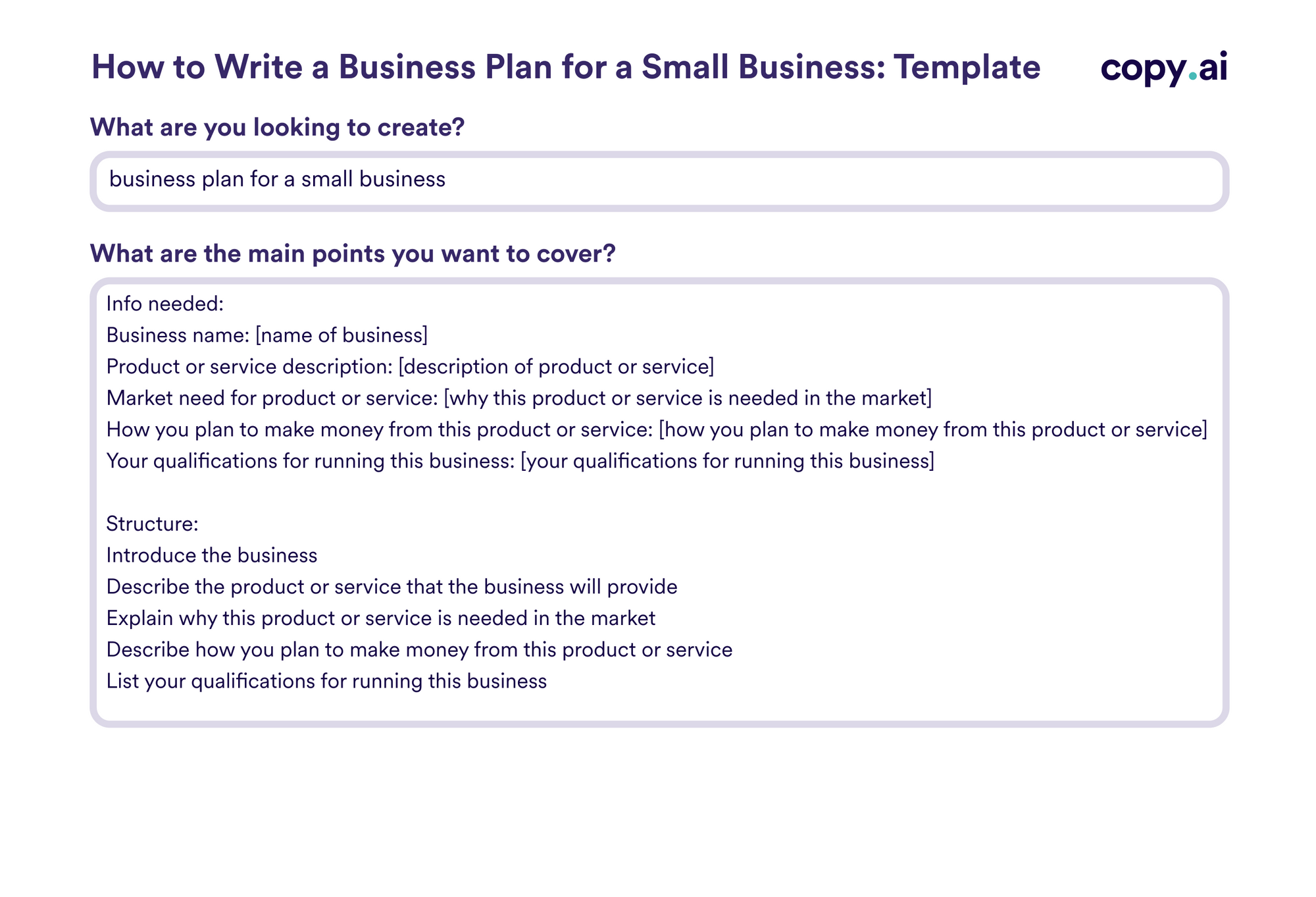 Business Plan For A Small Business Templates: How To Write & Examples