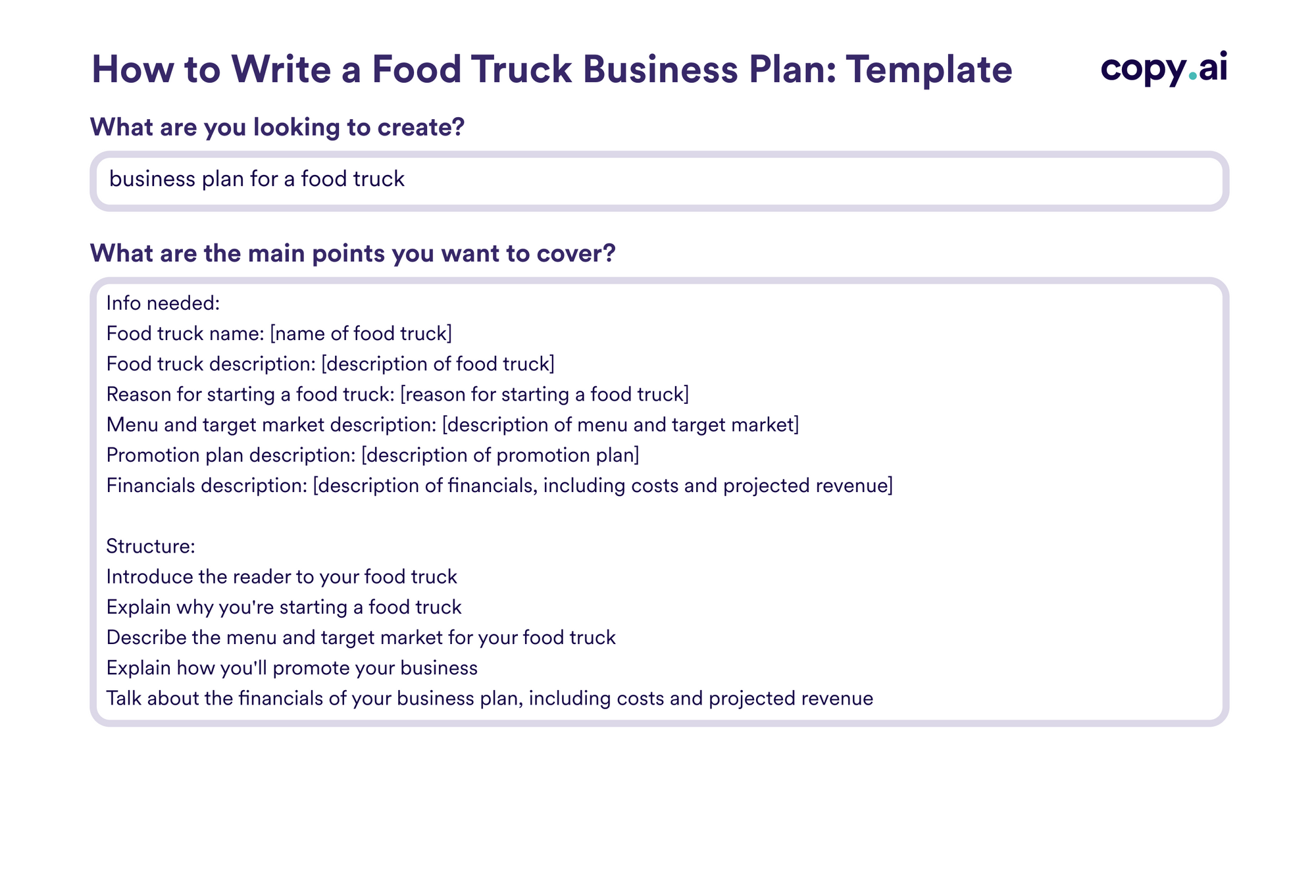 Business Plan For A Food Truck Templates: How To Write & Examples