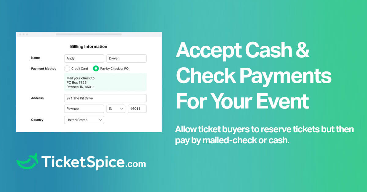 Sell Tickets Online and Accept Mailed Check Payments