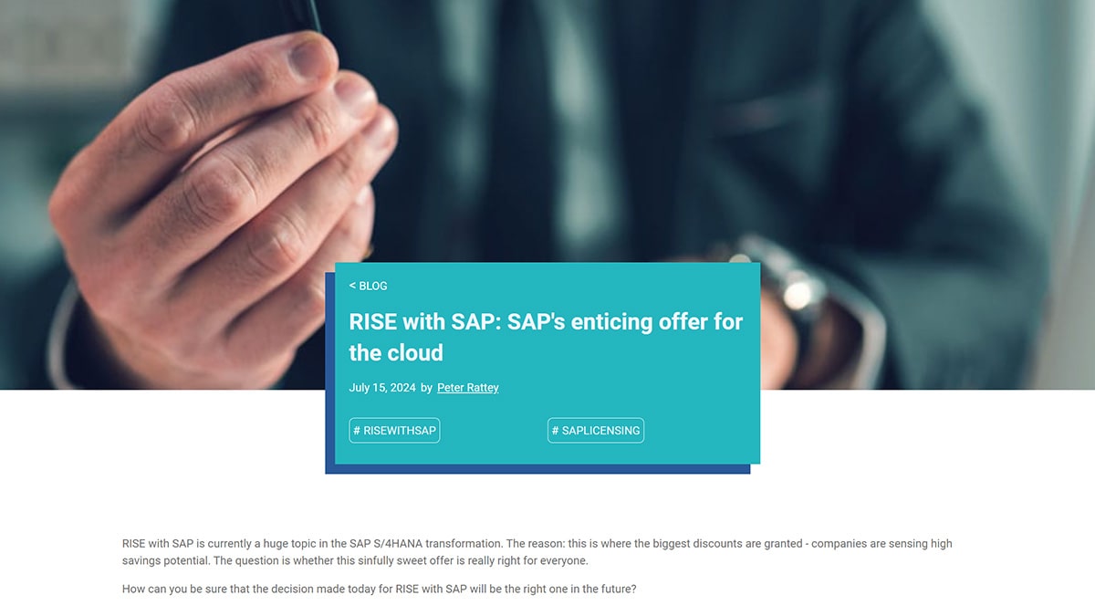 RISE with SAP: SAP's enticing offer for the cloud