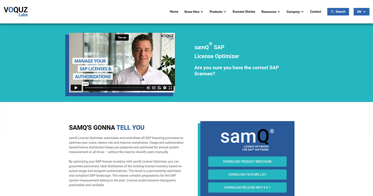 samQ SAP®License Optimizer – VOQUZ Labs