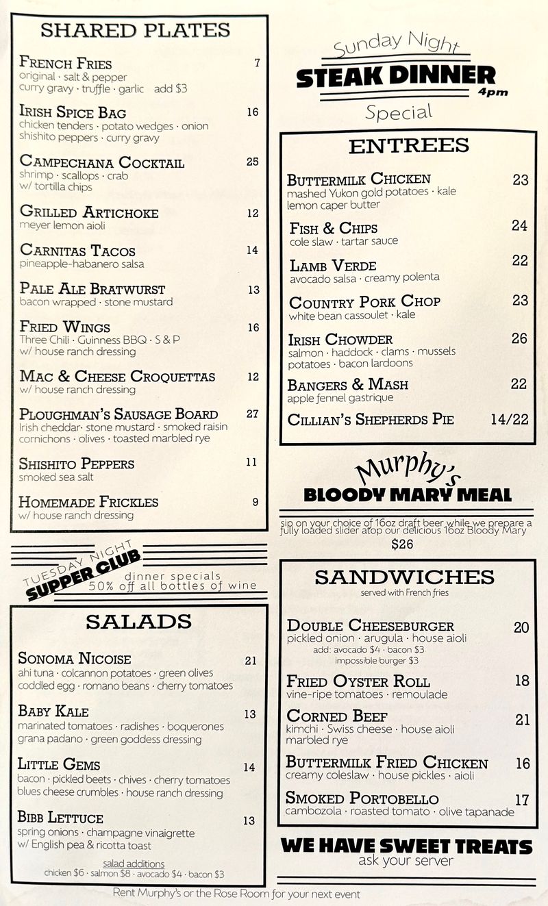 Menu - Murphy's Irish Pub & Restaurant