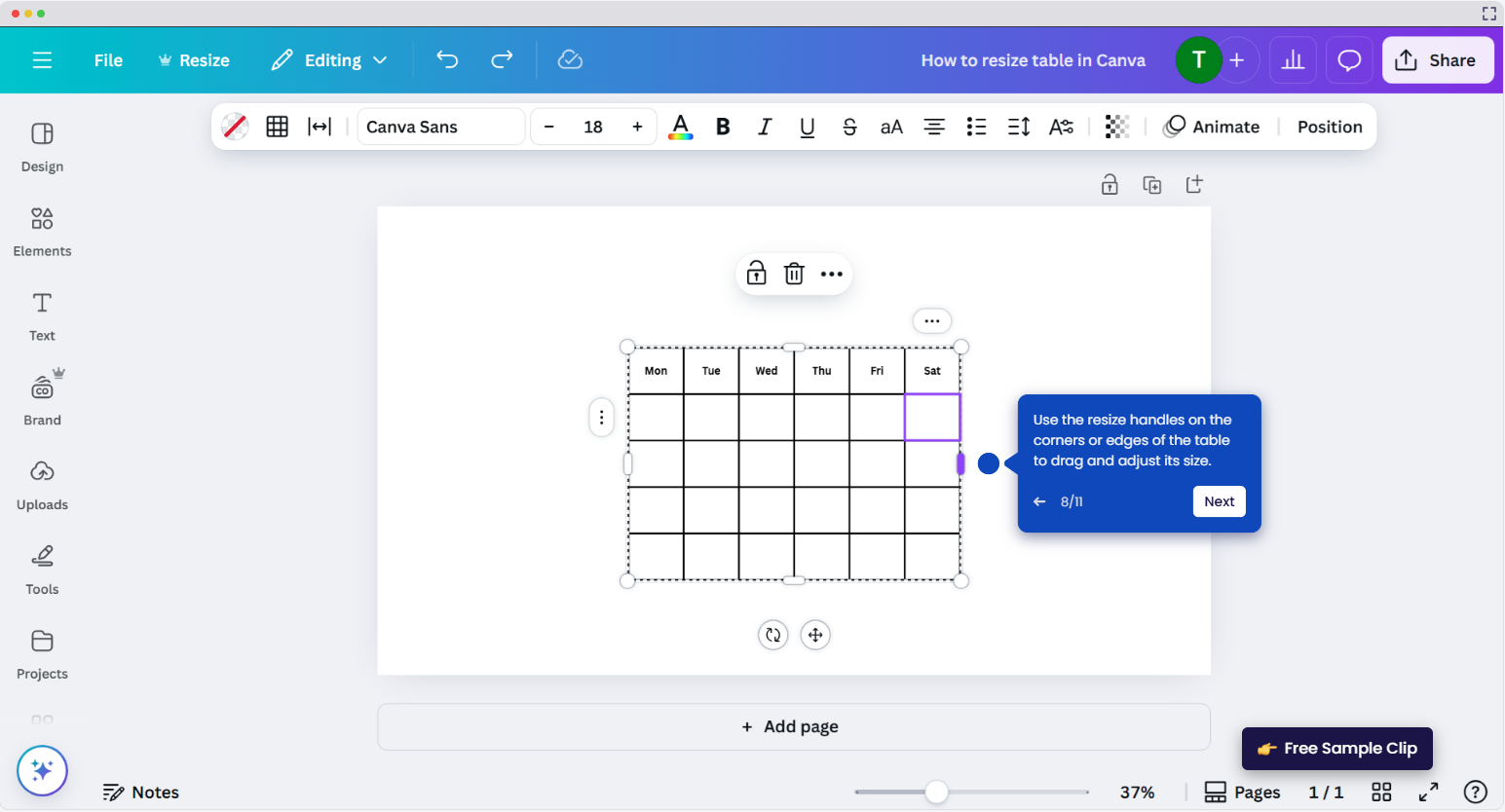 How to resize table in Canva: 1-Min Guide