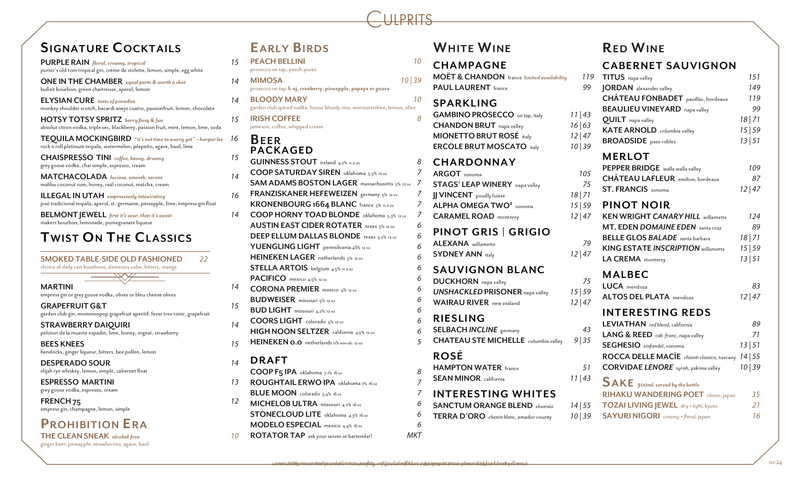 Culprits | Menu
