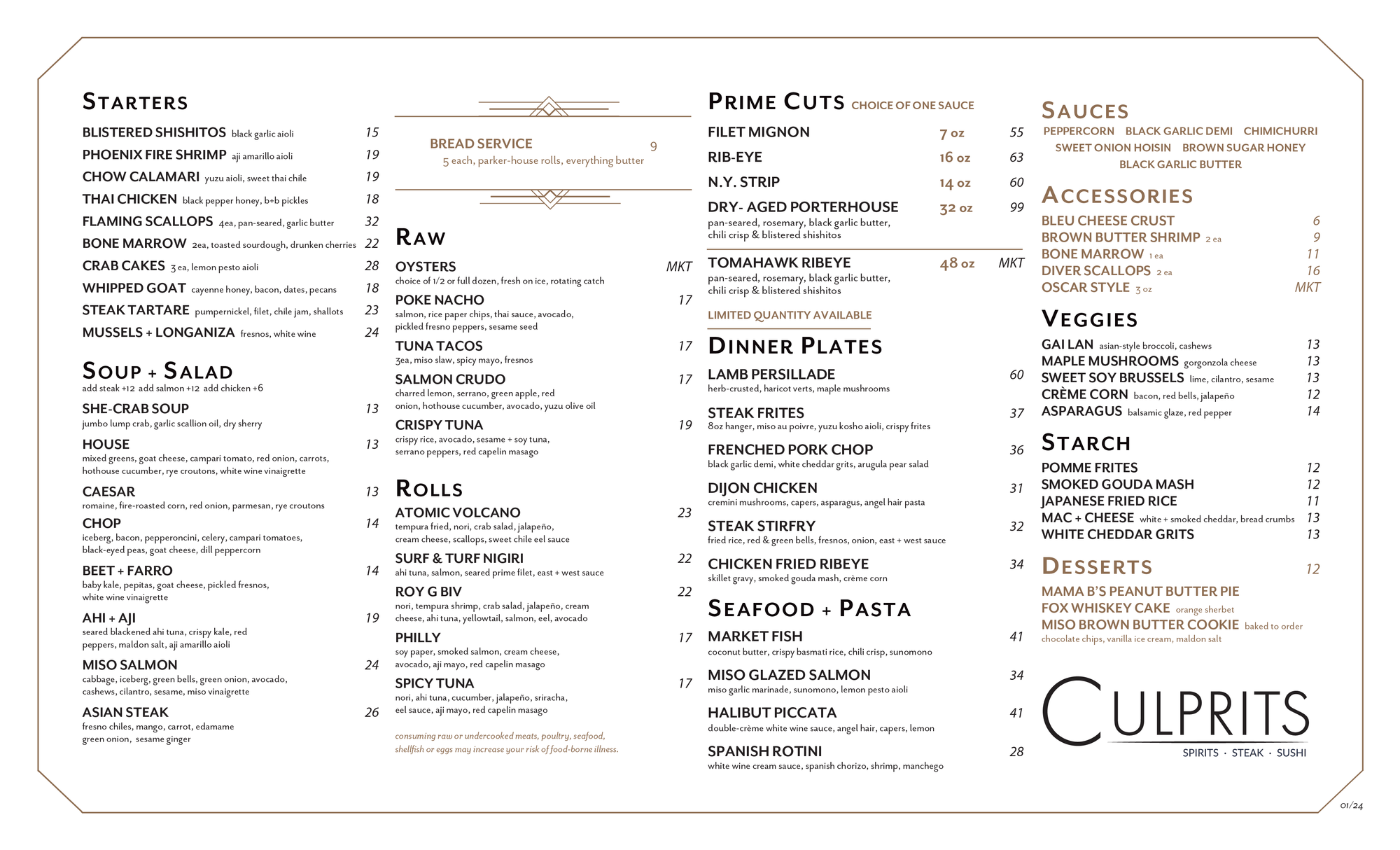 Culprits | Menu