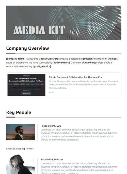 Media Kit Template | Bit.ai