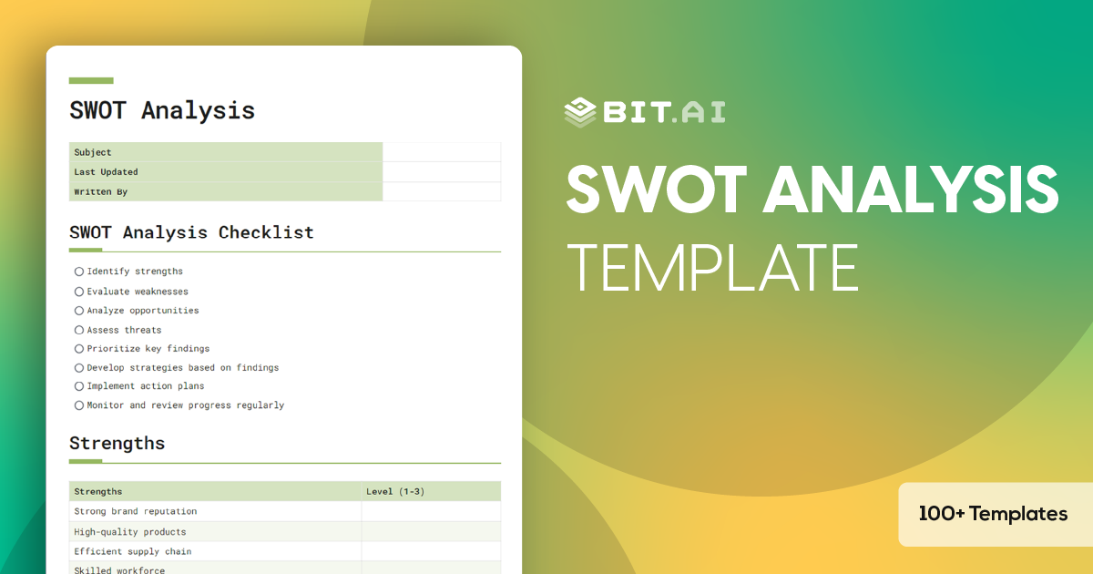 Best SWOT Analysis Template | Free & Editable in Bit.ai