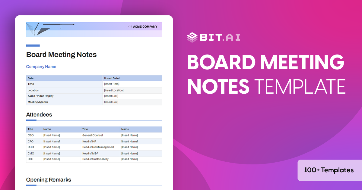 Best Board Meeting Minutes Template | Free & Editable in Bit.ai