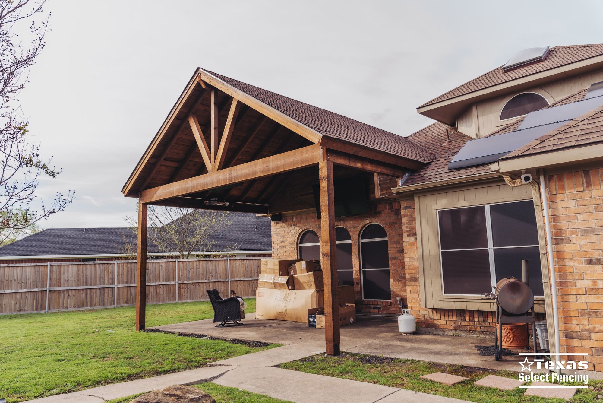 Gable Patio Cover Installation in Mesquite, Texas - Texas Select Fencing