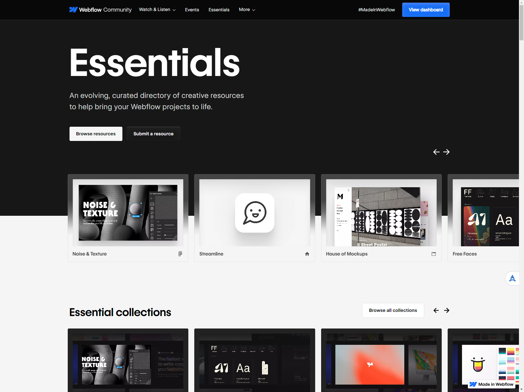 Webflow launches community resource "Essentials" - State of Flow