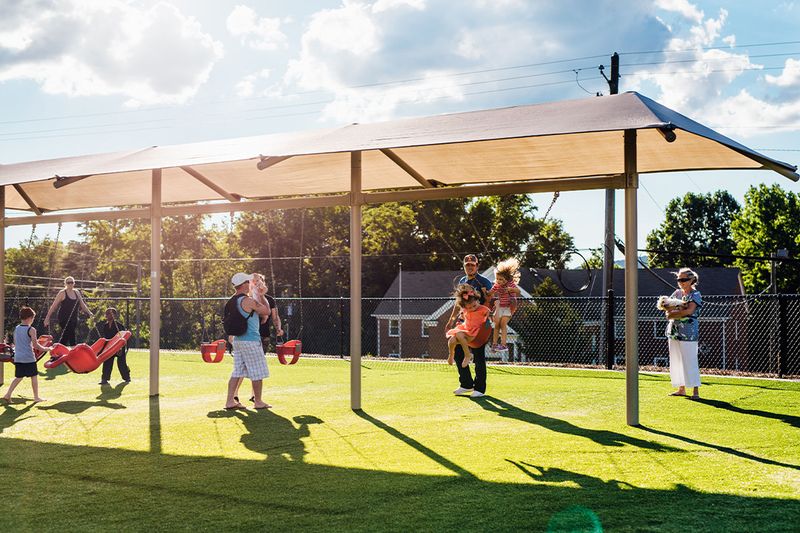 Swing With Shade | Zoom Recreation Commercial Swing Sets