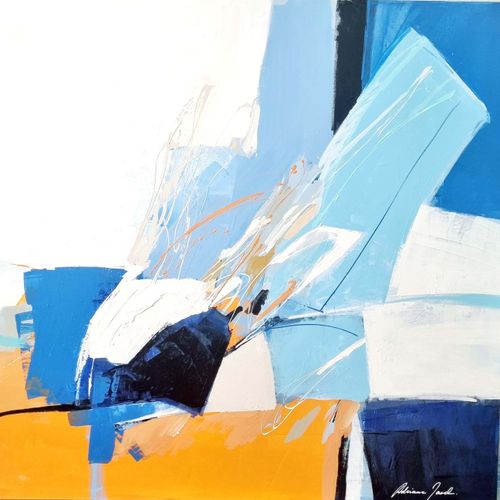 Female Torso - Welded Bent Washer Painted Flat Orange Sculpture