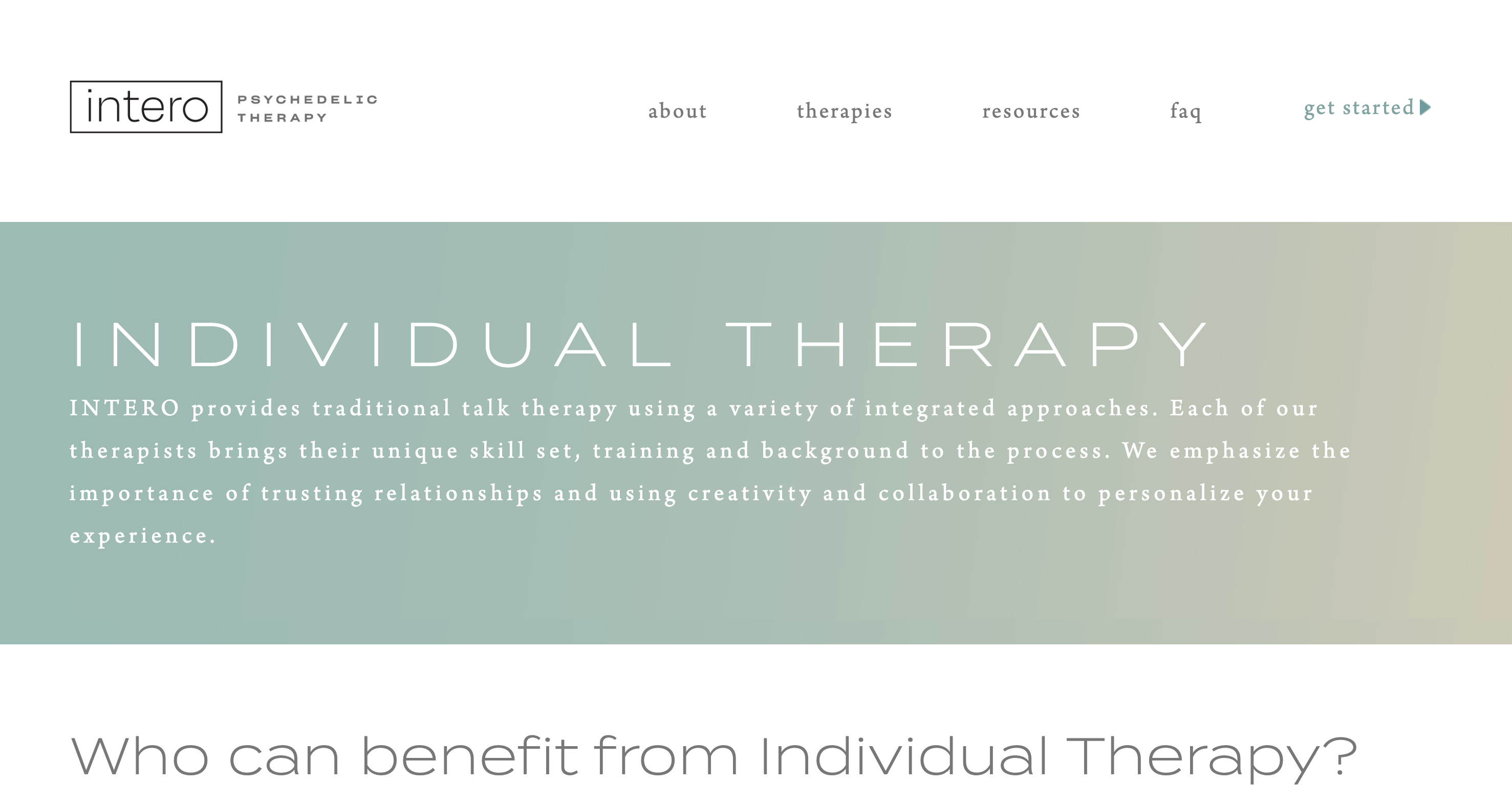 Individual Therapy - Intero Psychedelic Therapy