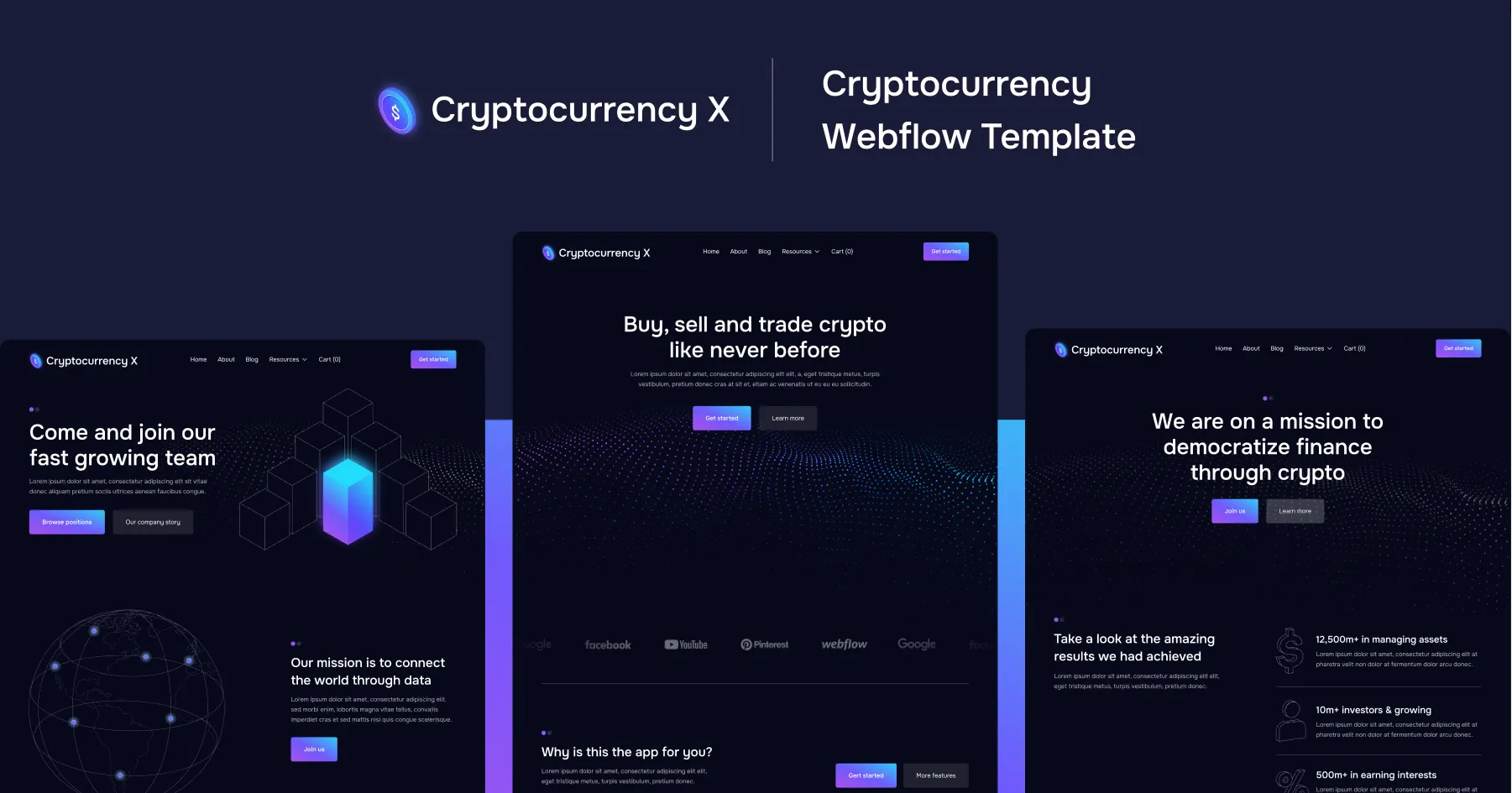 Pricing - Cryptocurrency X - Webflow Ecommerce website template