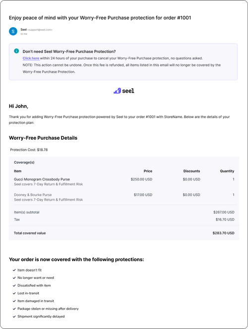 Worry-Free Purchase Shopper FAQ