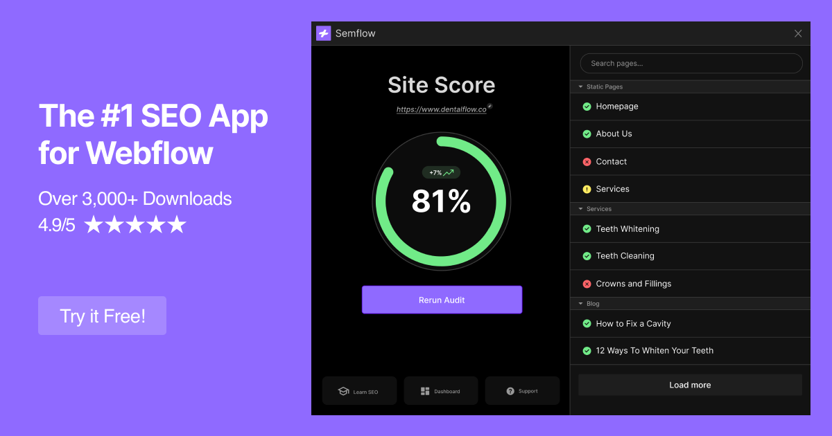 Semflow: The #1 SEO App for Webflow