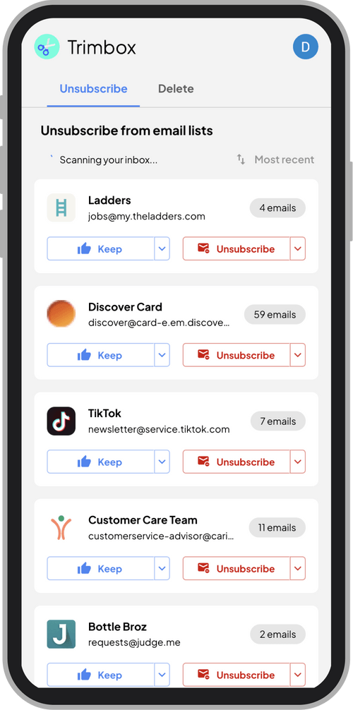Clean your email with Trimbox