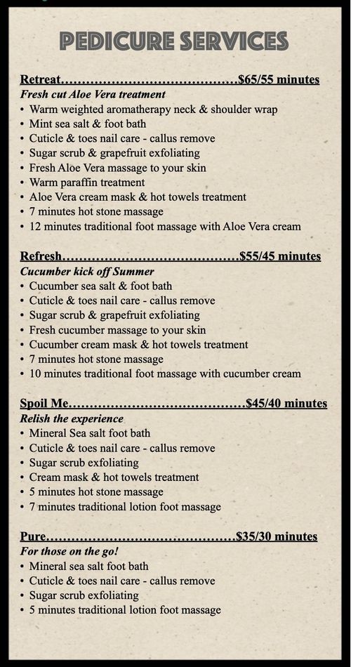 The Comma Spa | menu