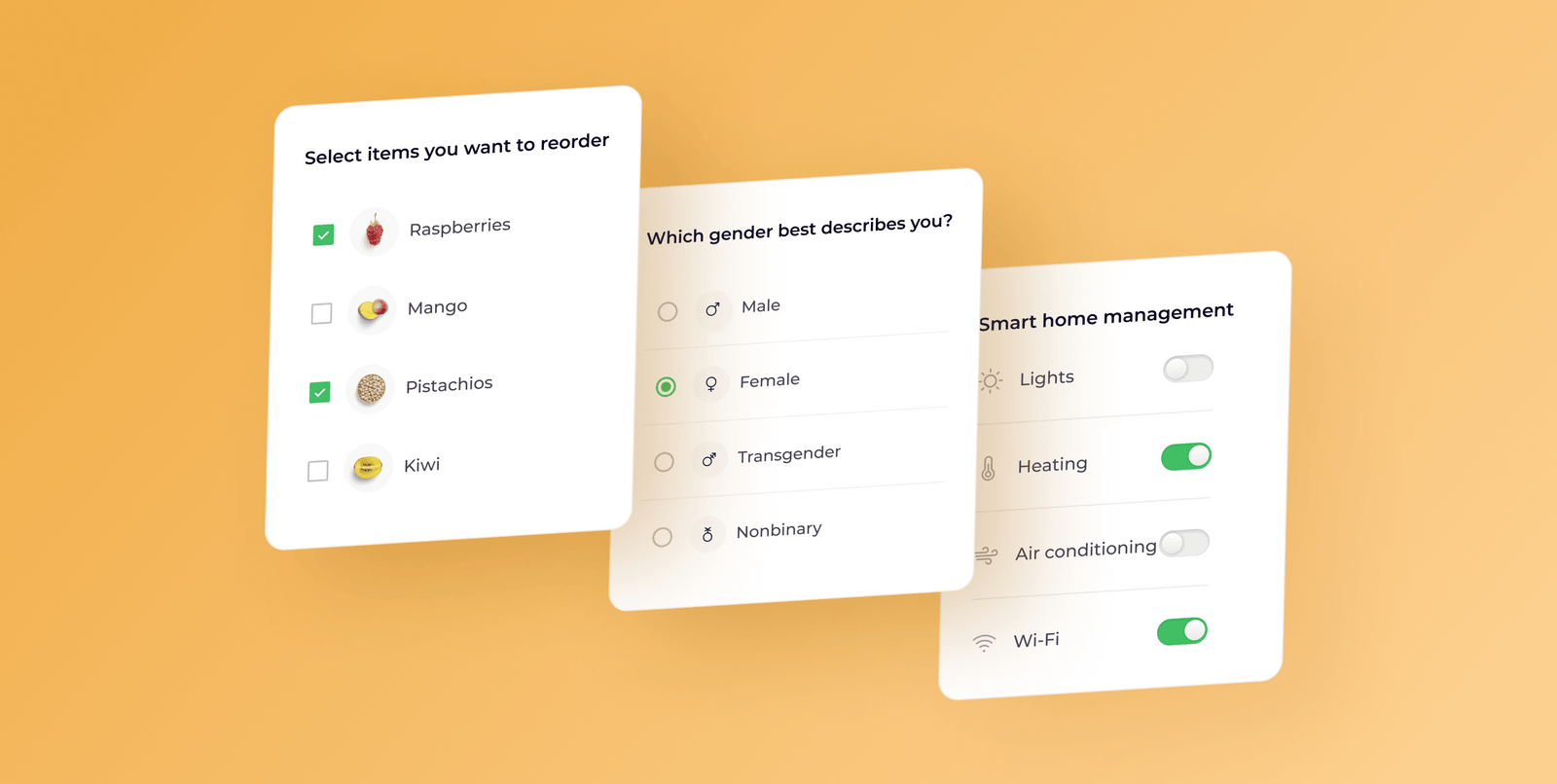 Understanding checkboxes, radio buttons, and toggle switches