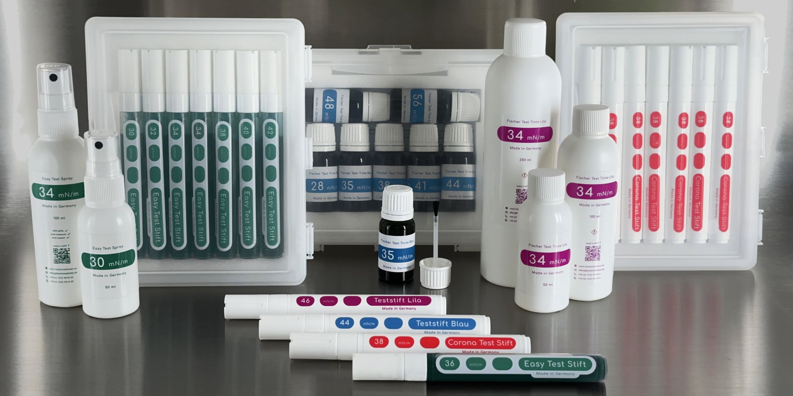 Test inks and pens for surface testing