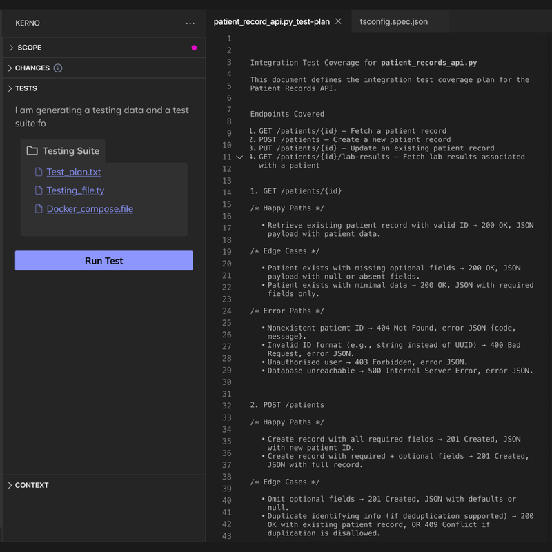 Kerno | AI Backend Integration Testing Co-Pilot