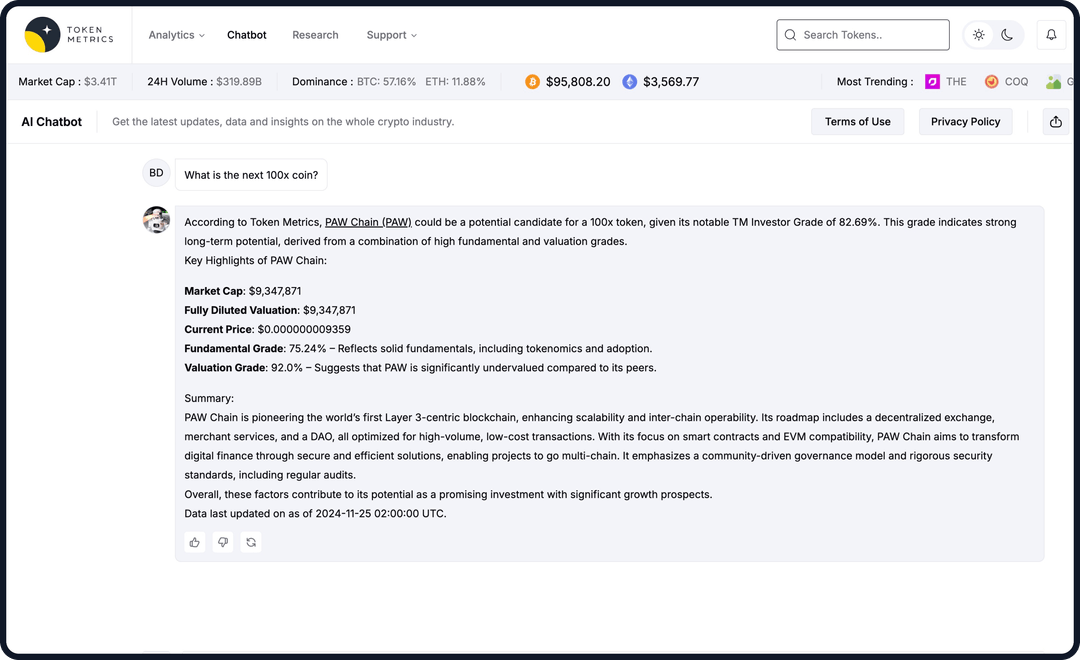 Token Metrics AI Chatbot Agent | AI Crypto Trading & Analytics Assistant