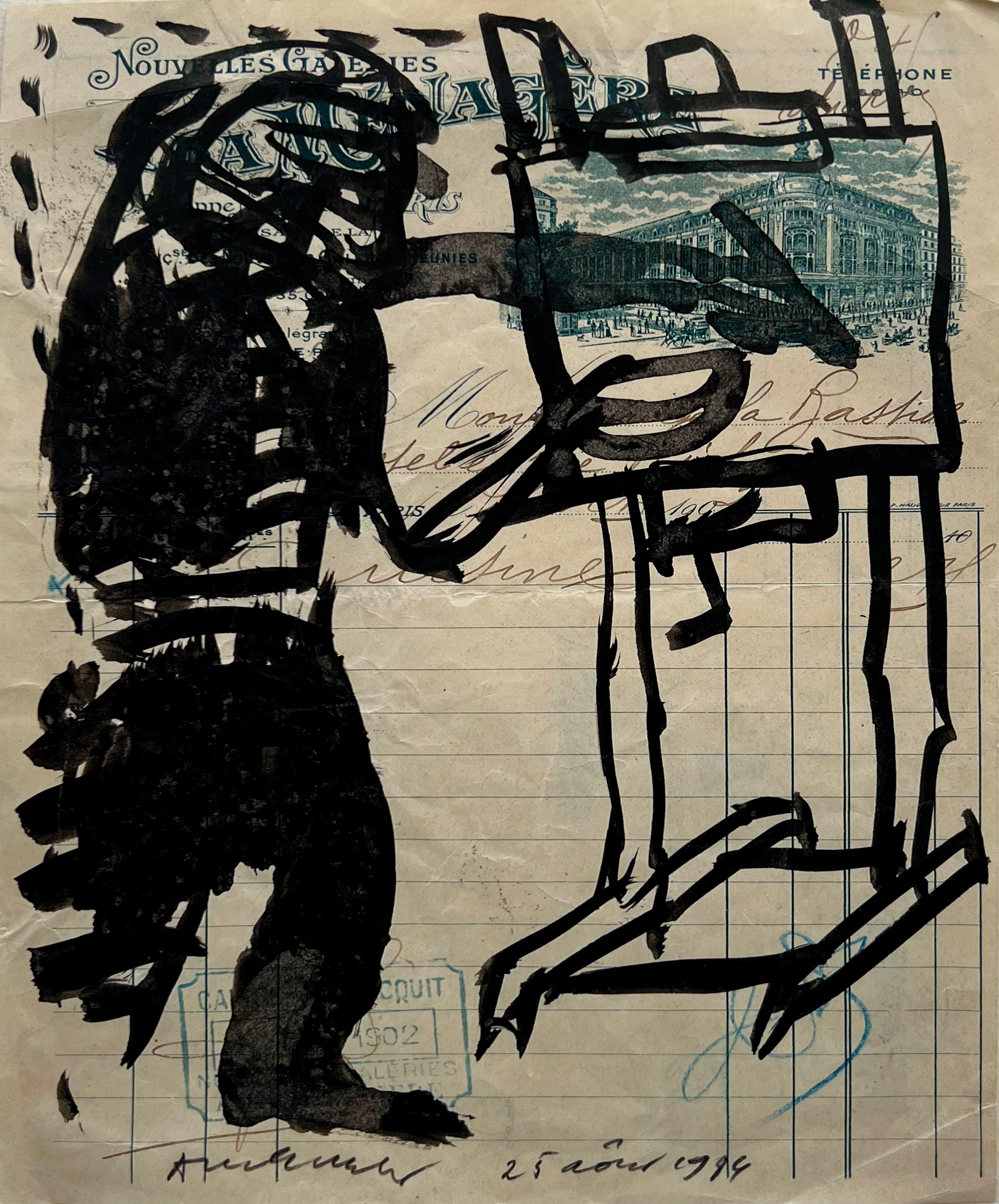 Pierre Alechinsky - "Self-portrait at the easel" | Galerie AB