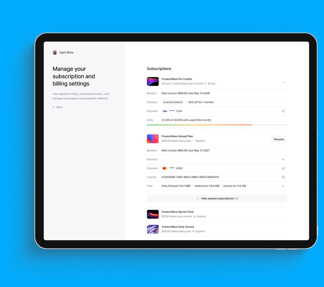Customer Portal • Lemon Squeezy