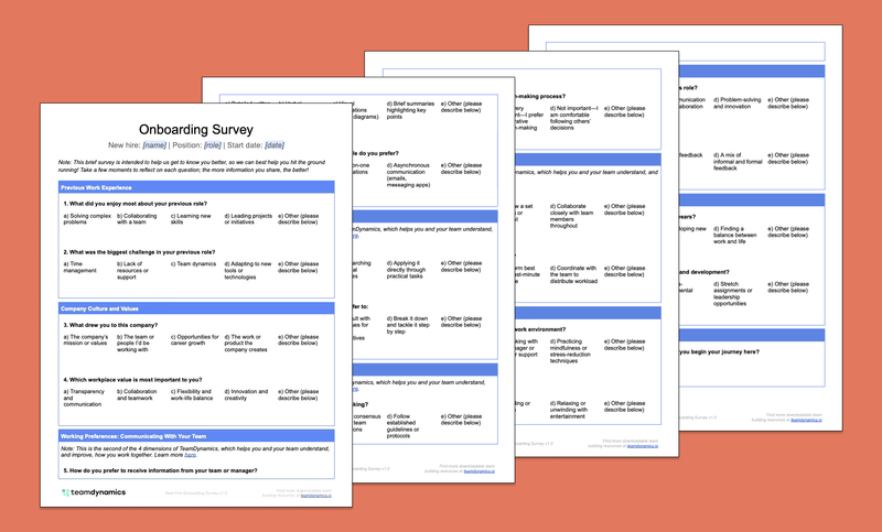 New Hire Onboarding Survey Template | Free Team Building Template