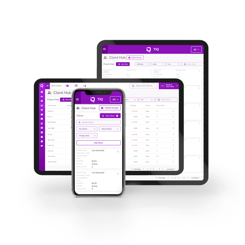 TiQ Practice Management platform - Features
