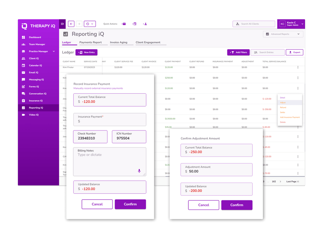 TiQ Practice Management platform - Features