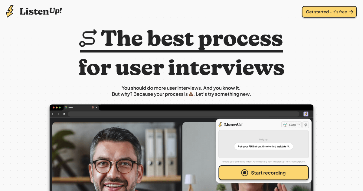 ListenUp! User Interviews · Record & transcribe user interviews without ...