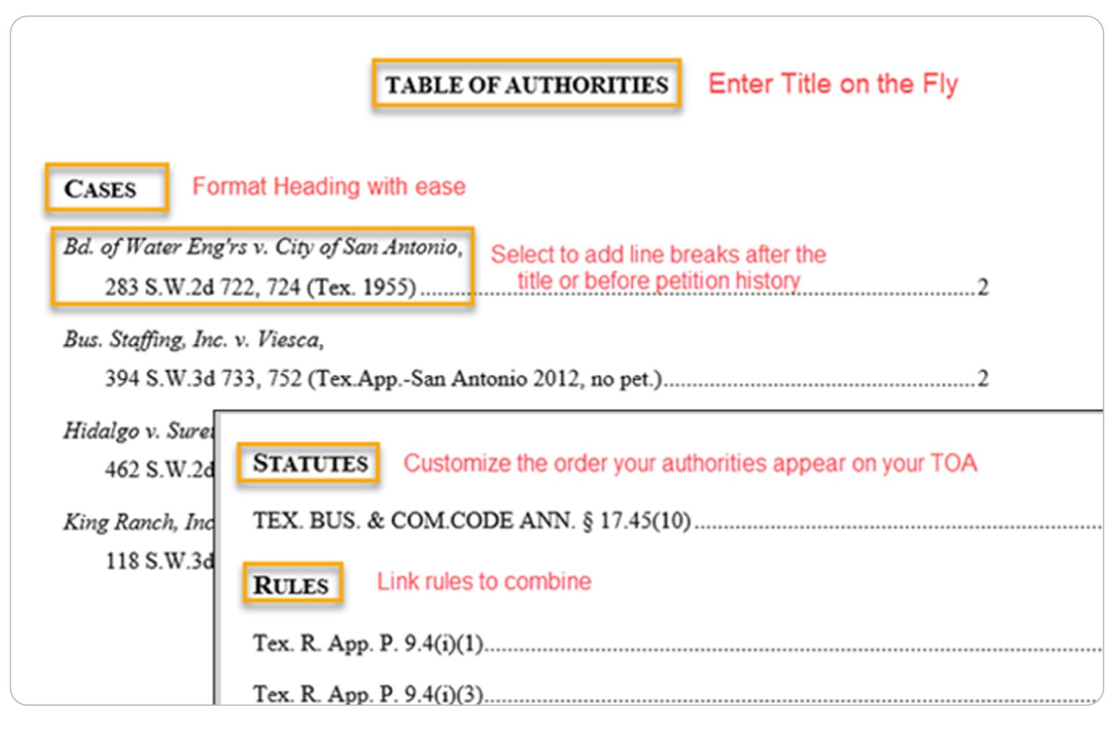 Table of Authorities Generator by Benchly
