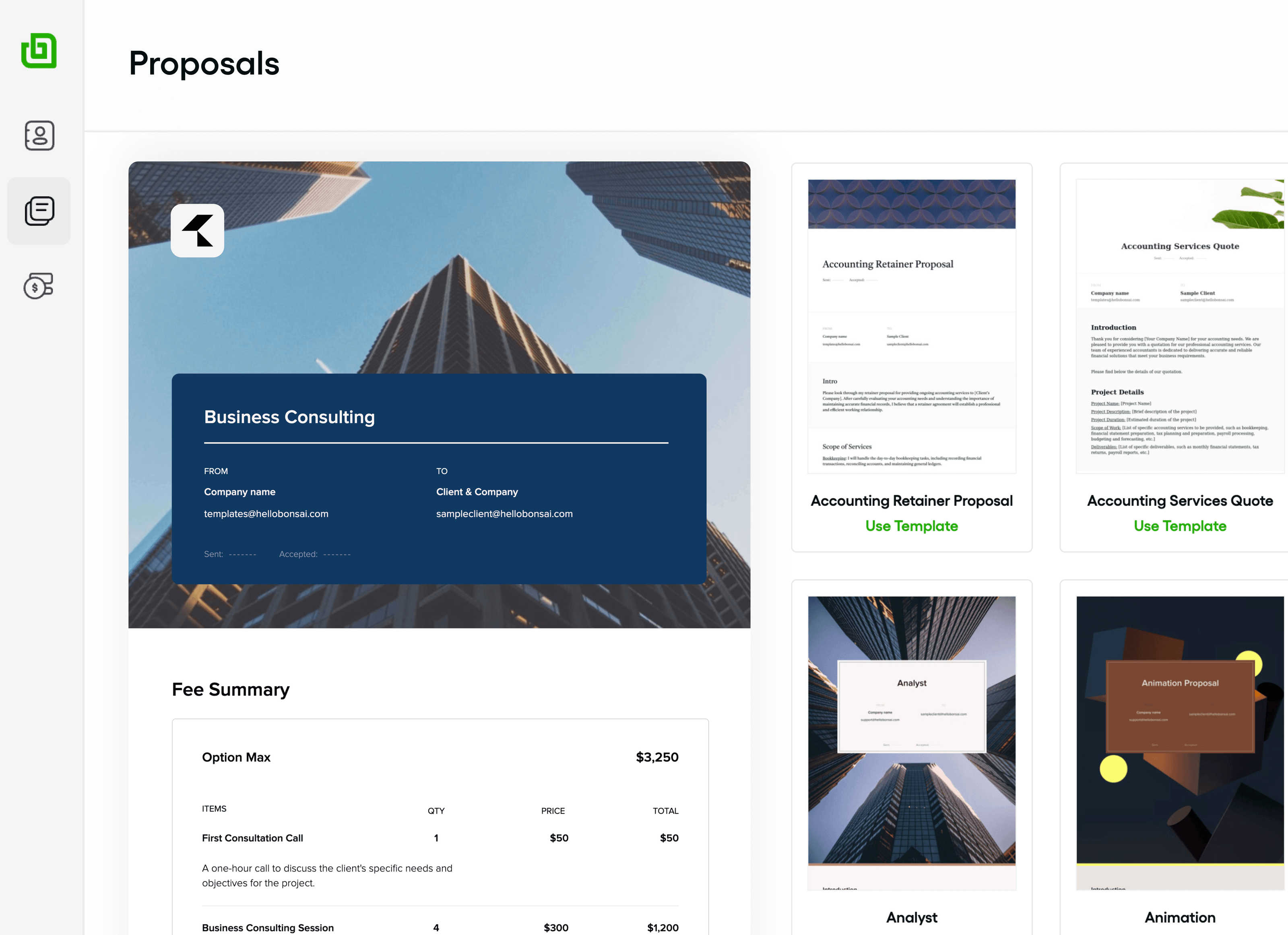 Online Proposal Builder - Bonsai