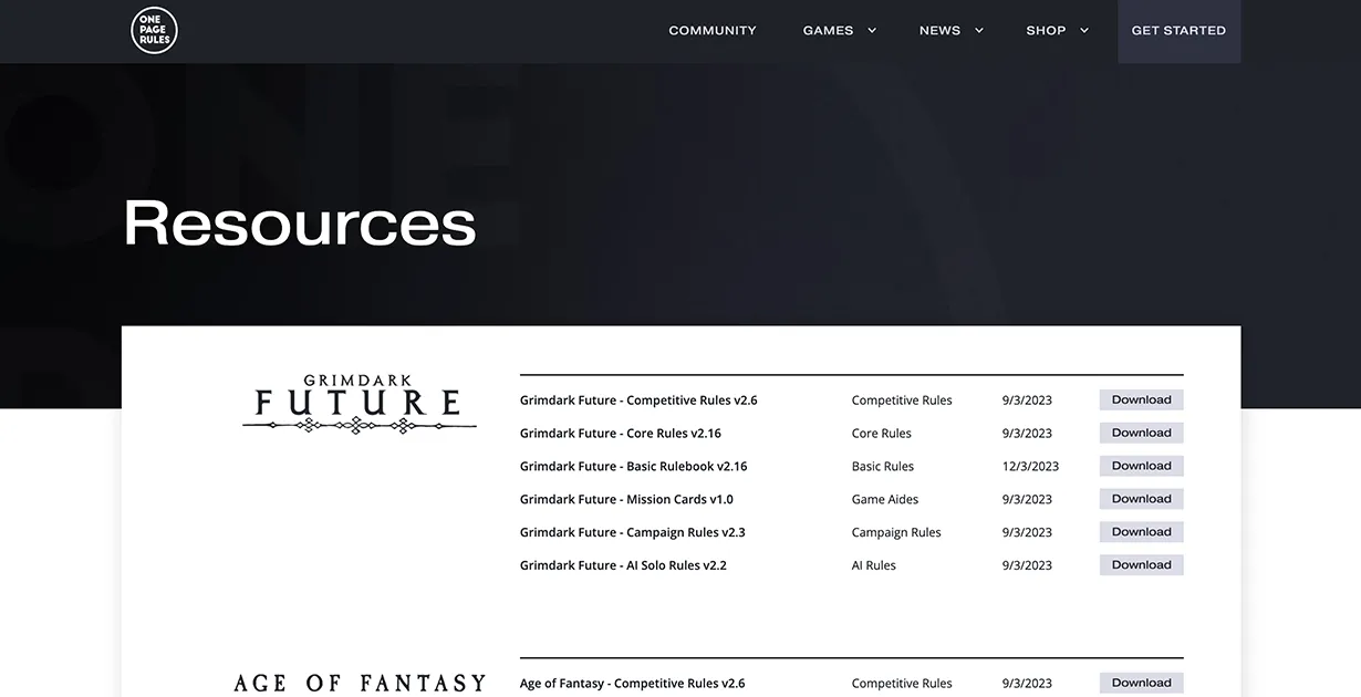 onepagerules | Download Free Rules & Resources